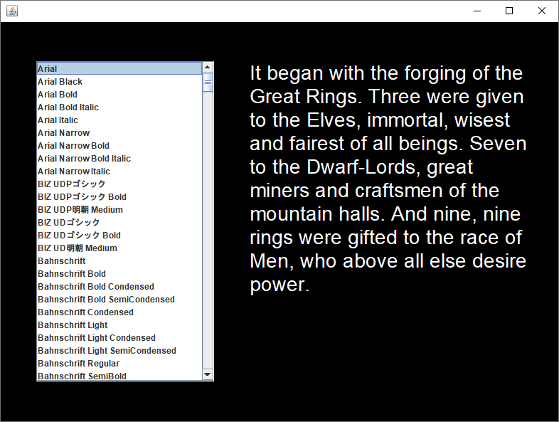 [Java Code Sample] Display all fonts in your computer with JList ...
