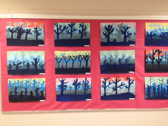 Mrs. Gosselin's Art Adventures: Completed Monochromatic Tree Landscapes