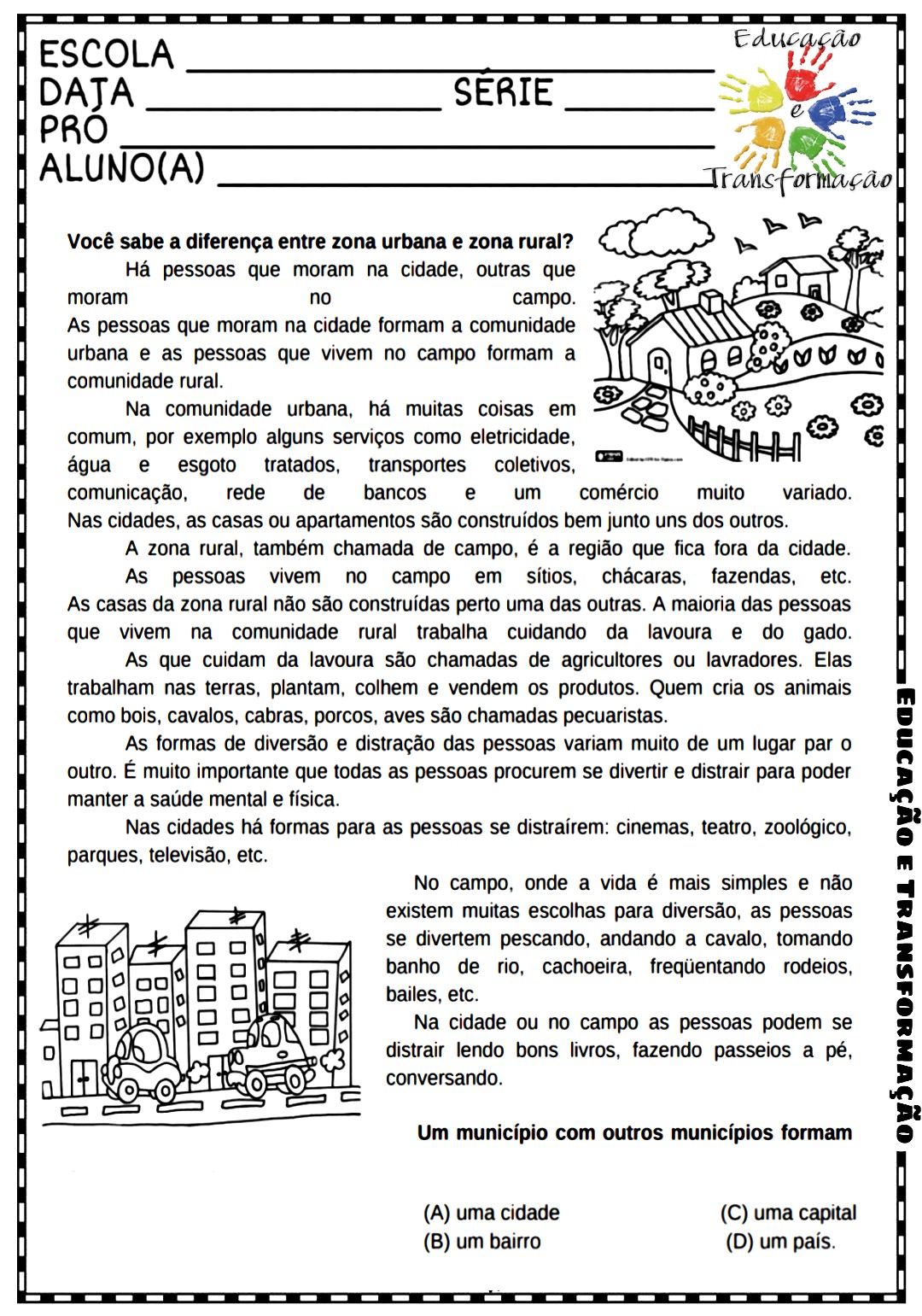 Atividade Zona Rural E Urbana 2 Ano - LIBRAIN Atividade Zona Rural E Urbana 2 Ano - LIBRAIN