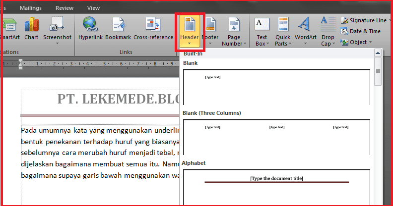 Cara Membuat Header dan Footer Pada Ms Word - cekrisna Cara Membuat Header dan Footer Pada Ms Word - cekrisna