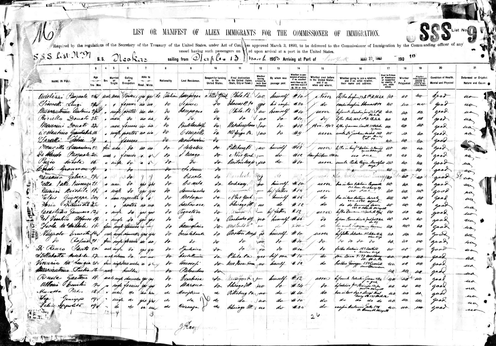 The Genealogy of Torre le Nocelle, Italy: Naturalization Petition ...