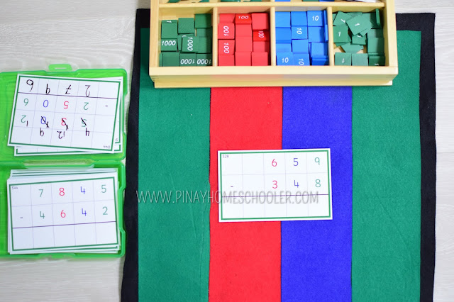 Learning Subtraction with Montessori Stamp Game | The Pinay Homeschooler