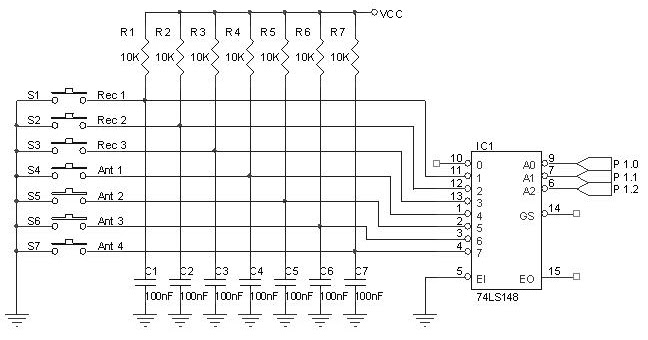 Keypad Dengan 8 To 3 Line Priority Encoder 74148