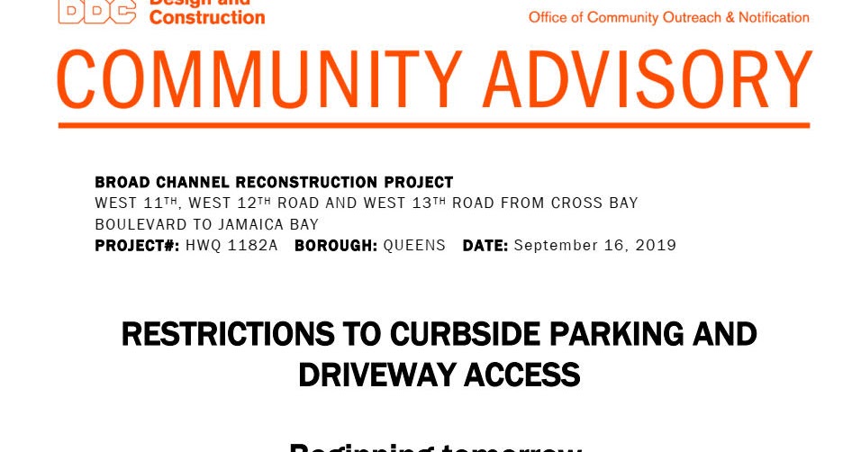 West 12th Road Block Association News: Parking Advisory - West 12th Road