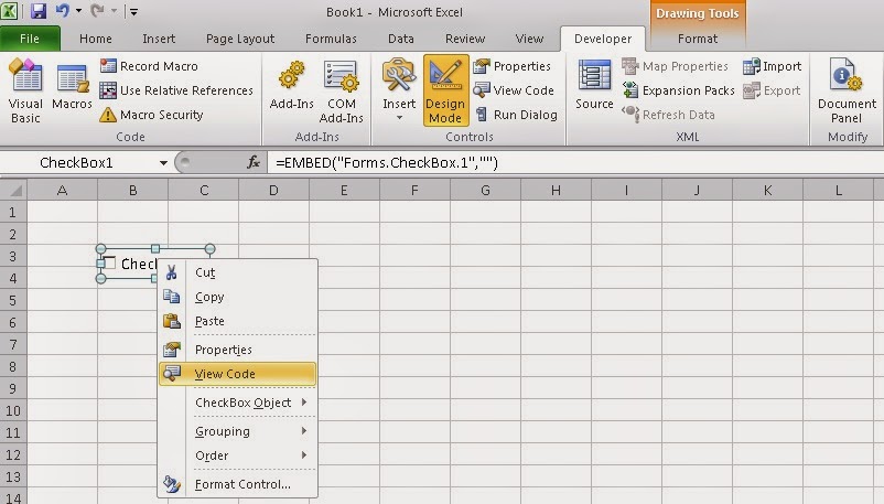 Brain Book: MS EXCEL ACTIVX CHECKBOX CODING
