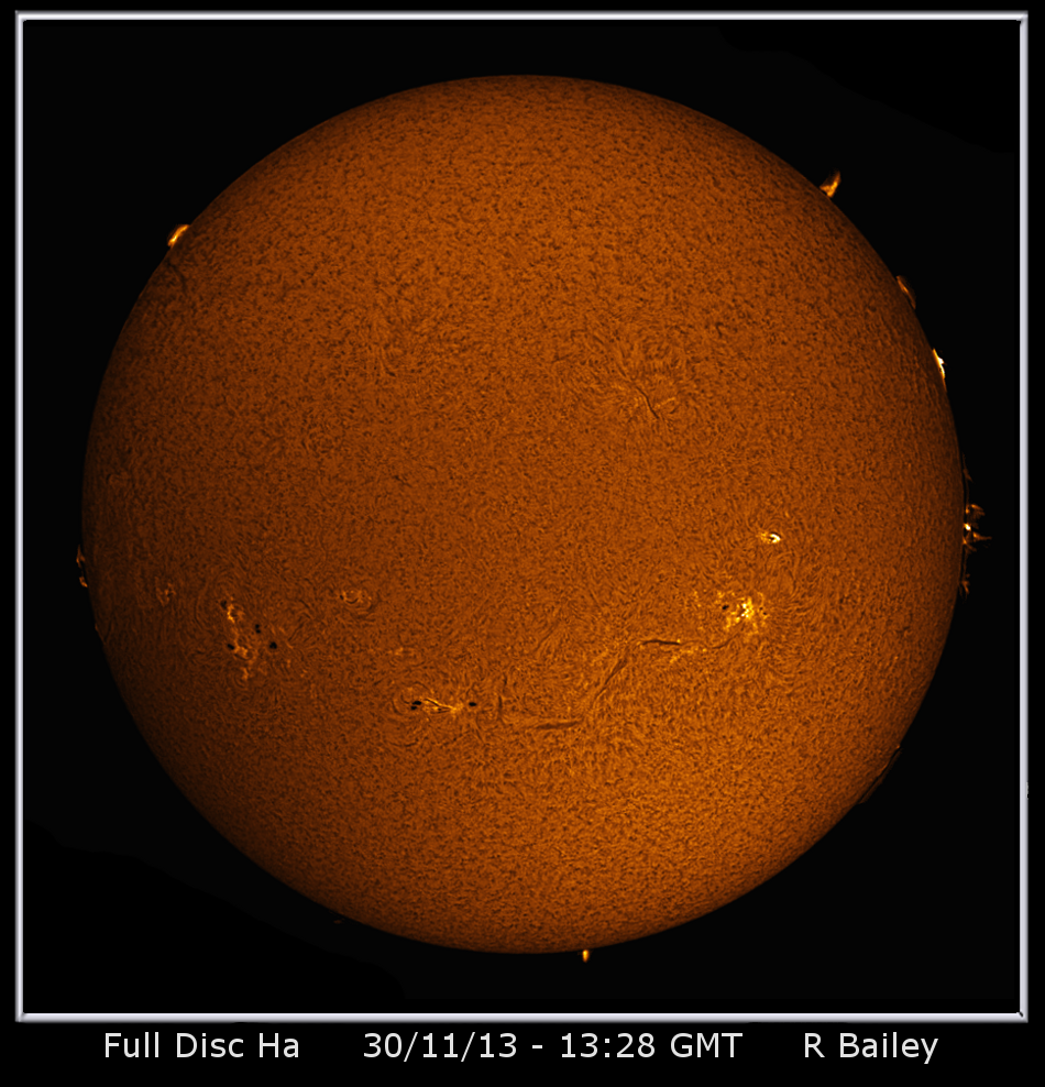 Solar Observations by R Bailey: Hydrogen Alpha Images