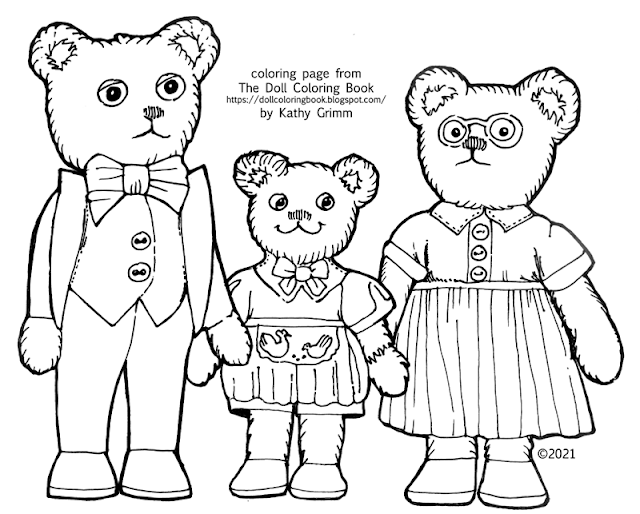 Color Papa Bear, Baby Bear and Mama Bear | The Doll Coloring Book