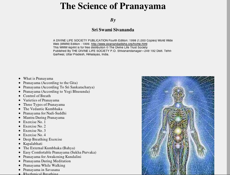 HinduSearchEngine.com: The Science of Pranayama by Swami Sivananda Online