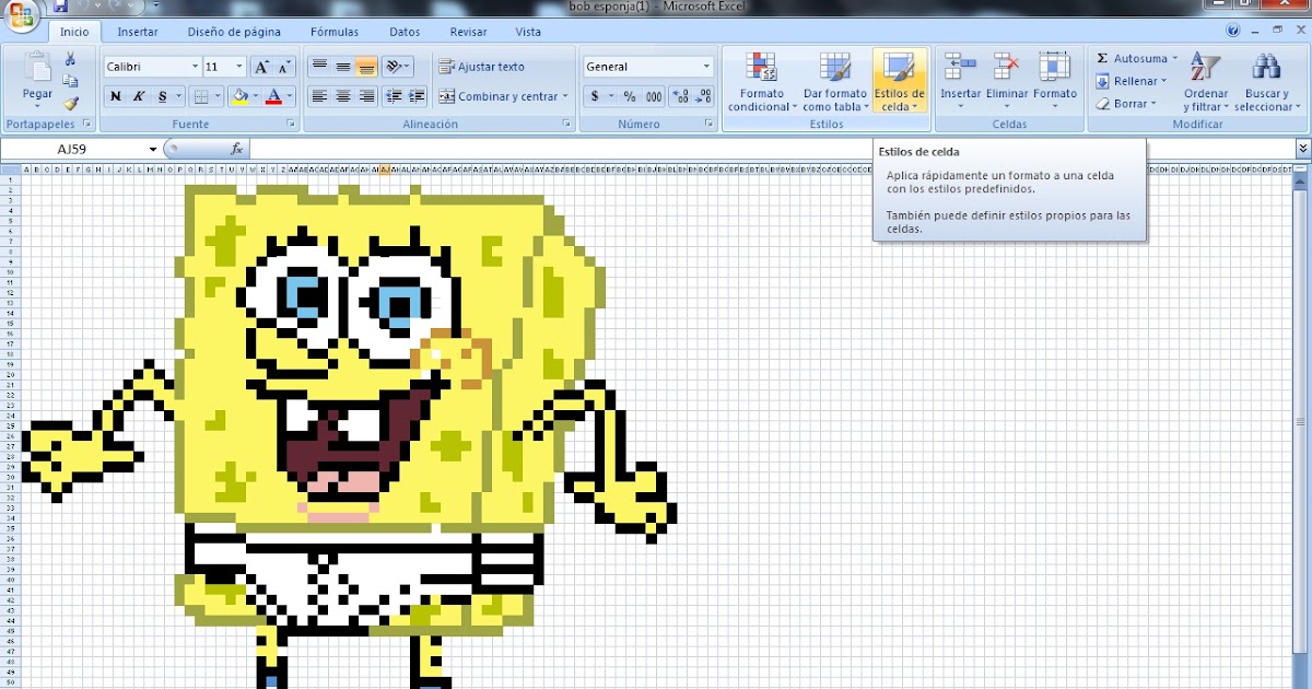 Design: BOB ESPONJA EN EXEL