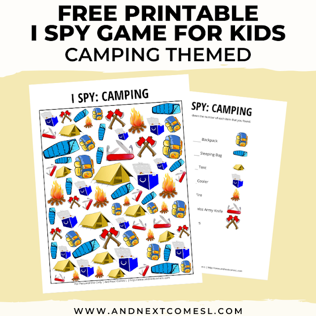 Camping Themed I Spy Game {Free Printable for Kids} | And Next Comes L ...