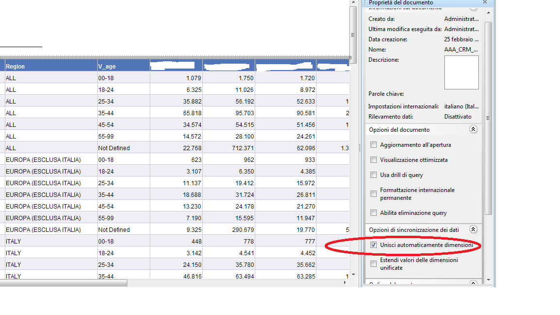 How to disable automerge demension on WebI report
