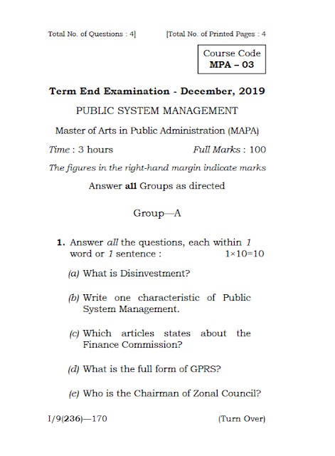OSPU MPA public system management Dec 2019 Question Paper - University ...