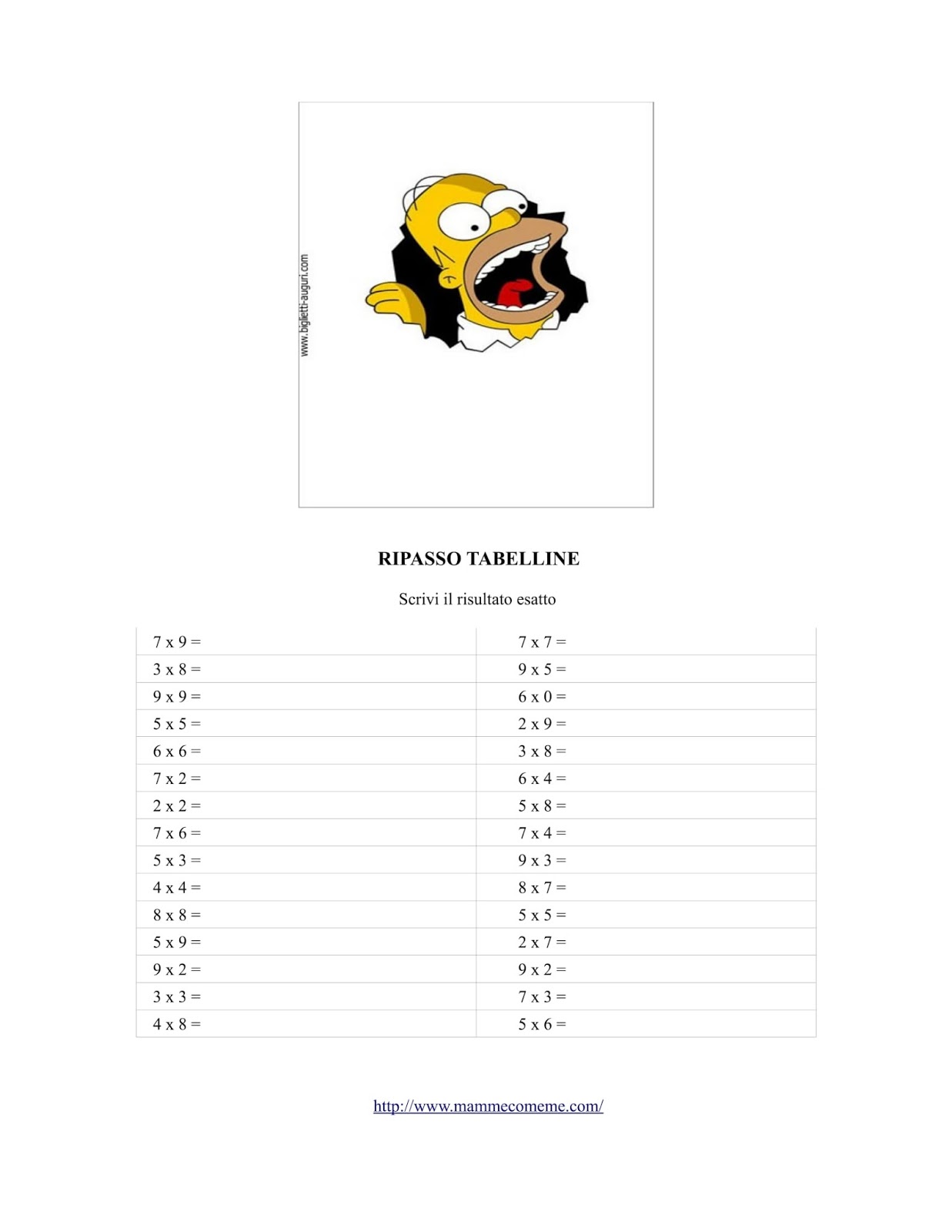 Mamme come me: Schede di ripasso di matematica classe terza elementare
