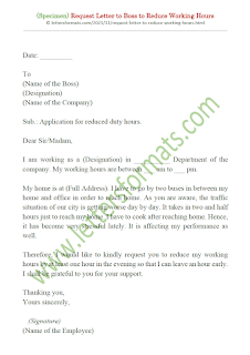 Sample Request Letter to Boss to Reduce Working Hours