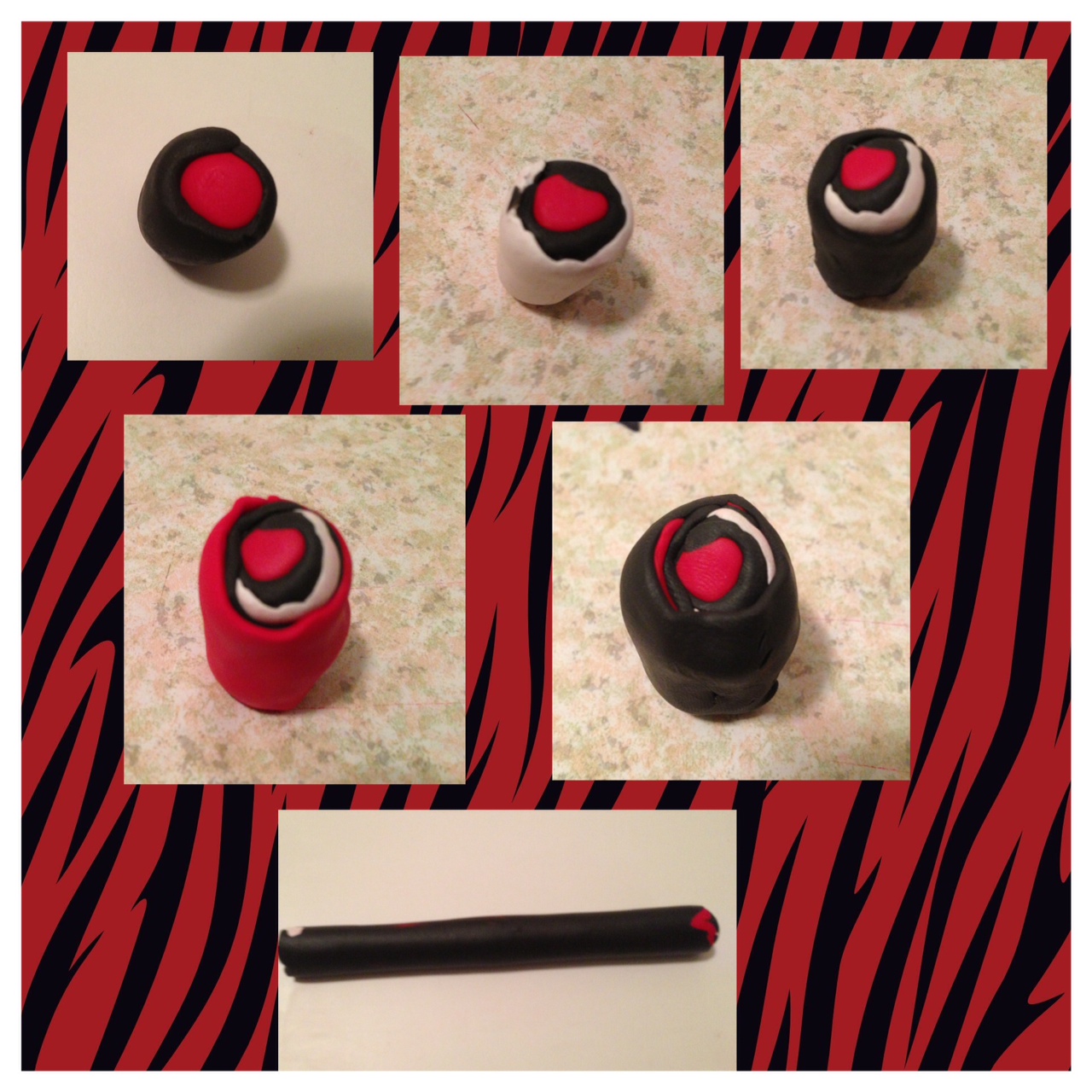 Red and Black clay bracelet