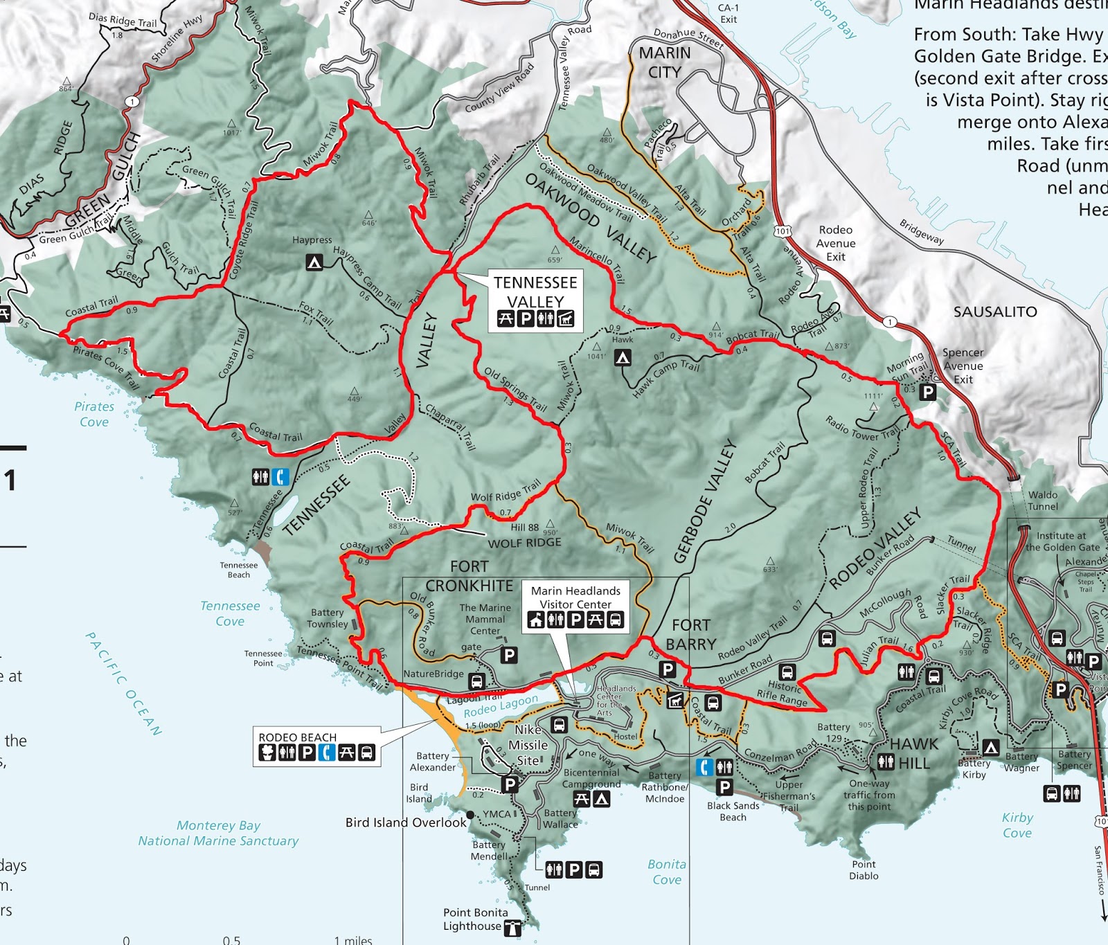 Route Description: Marin Headlands 30k Figure 8 (with 10k and 20k ...
