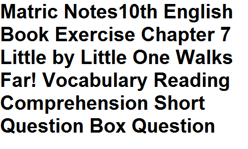 Matric Notes Class 10th English Book Exercise Chapter 7 Little by ...