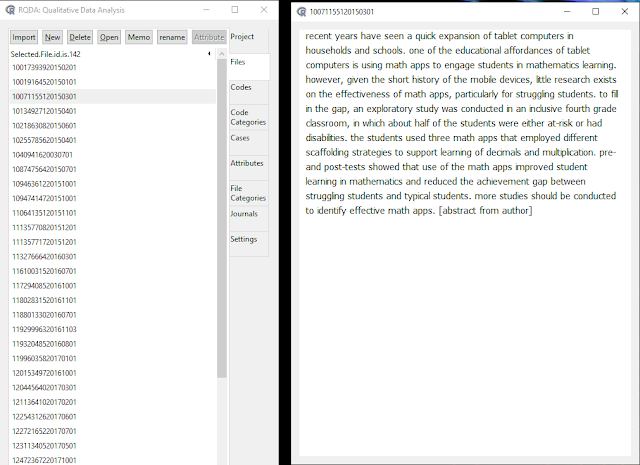 Importing excel-based data into RQDA for a literature review