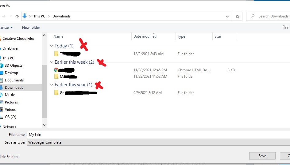 How do you change the Save As view so you don't see the file list by ...