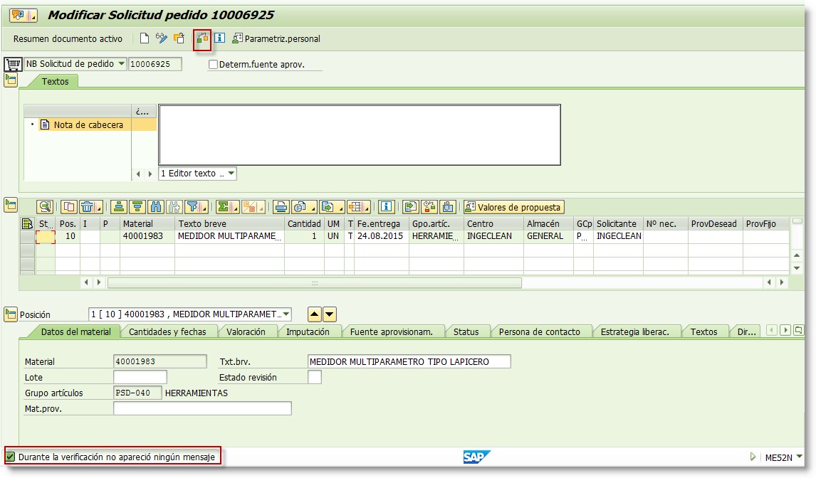 MUNDO_SAP: Creación de SOLPED Para Abastecimiento