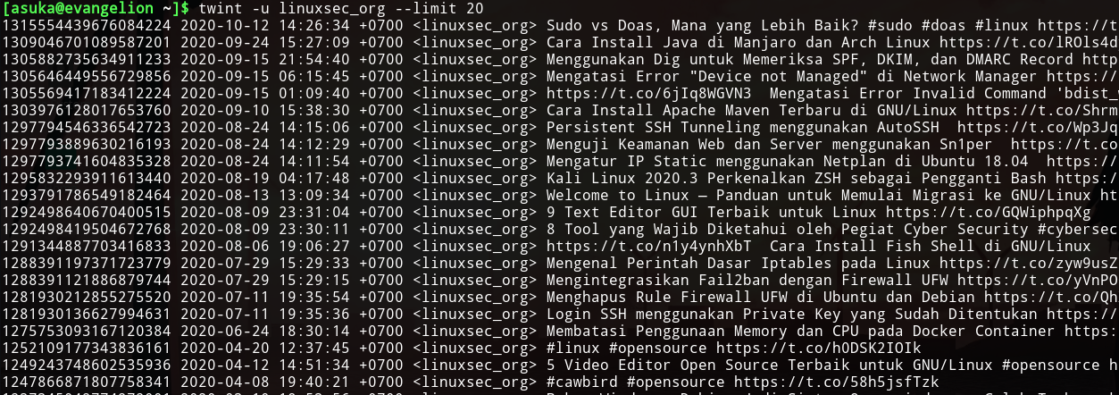 Scraping Data Dari Twitter Menggunakan Twint Linuxsec