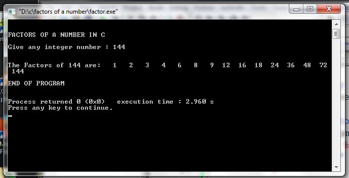 Free Programming Source Codes And Computer Programming Tutorials Factors Of A Number In C