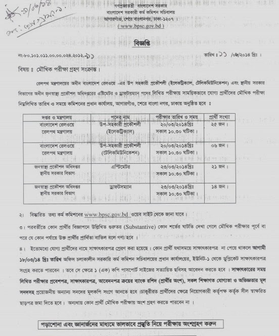 Find Jobs. Career Information in Bangladesh: Viva exam for sub asst ...