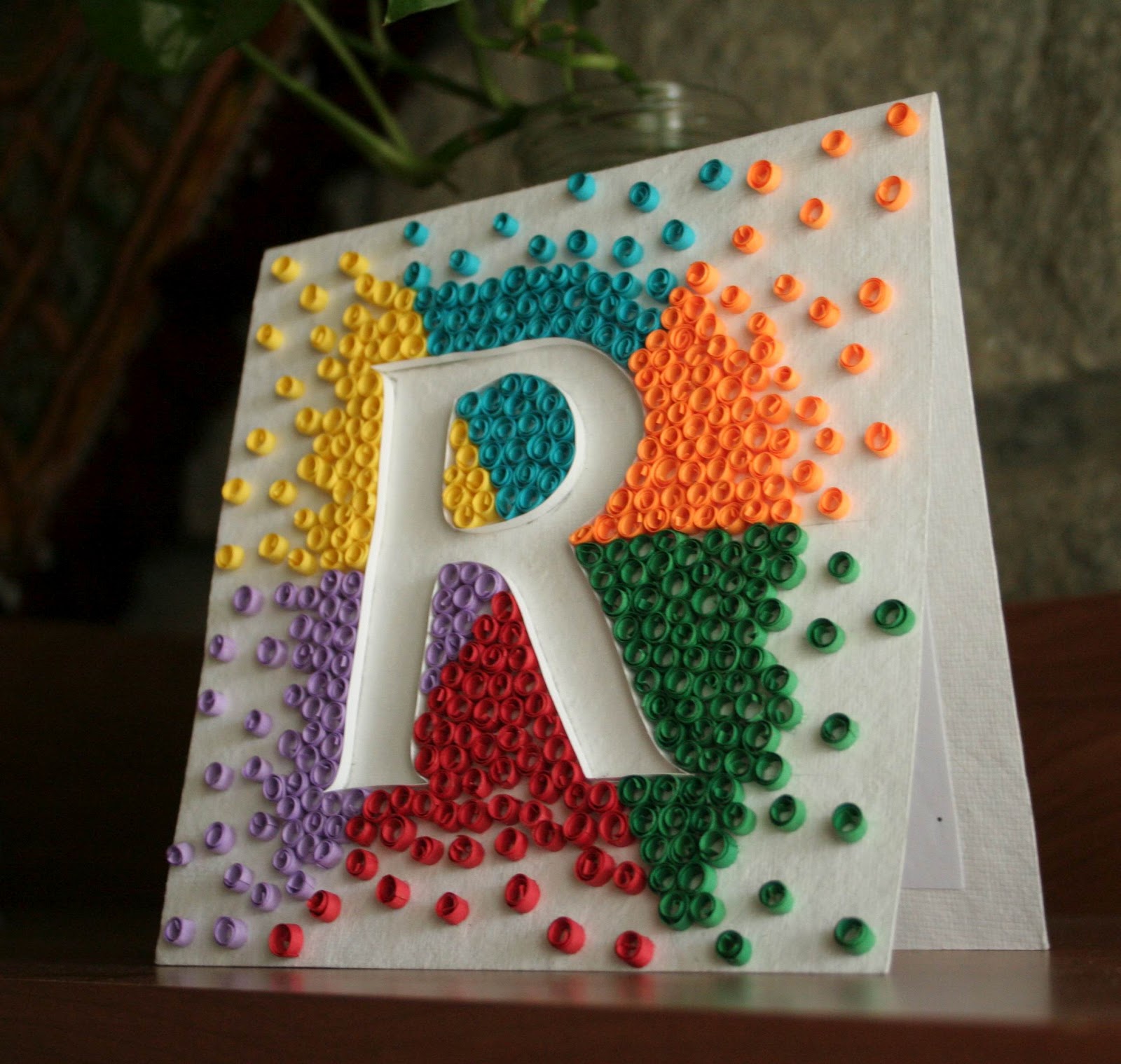 My Handmade cards: quilled letter 'R'