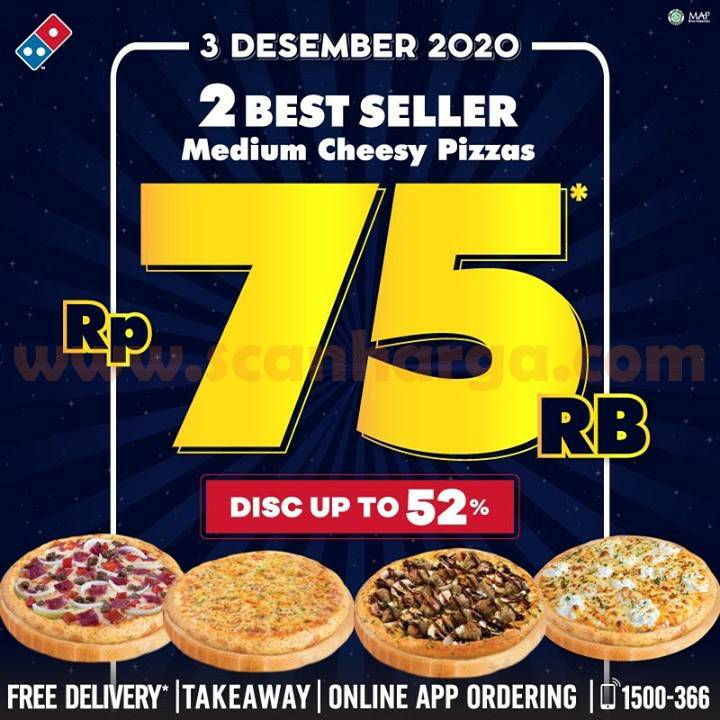 Dominos Pizza Promo 2 Best Seller Cheesy hanya Rp 75Rb - scanharga