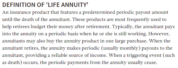 What is a Life Annuity Plan? ~ Investment Stab