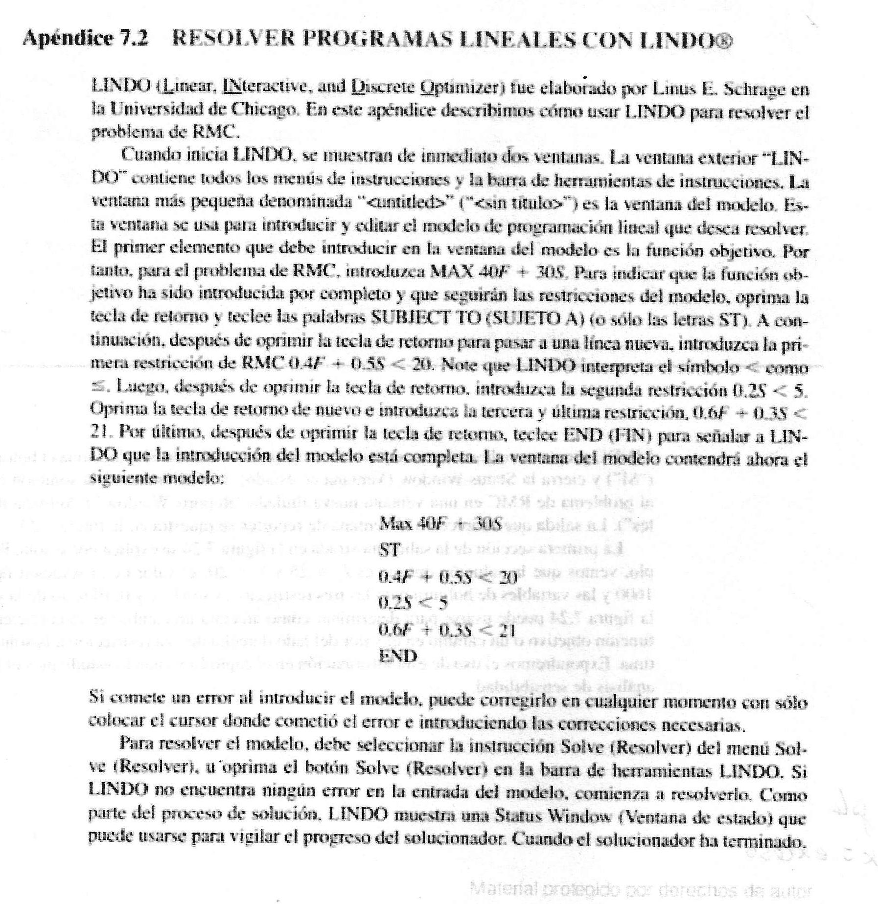 OPTIMIZACIÓN DE PROCESOS: LINDO: Uso en programación lineal