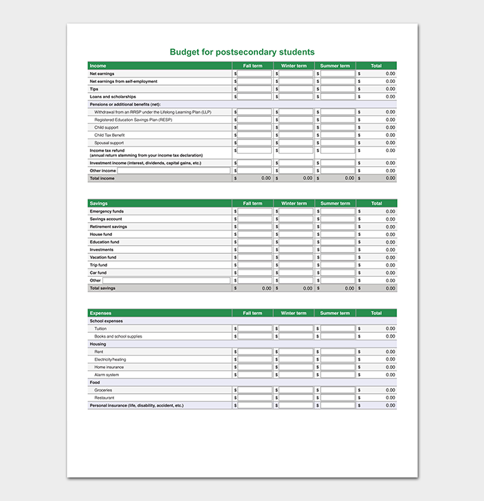 Student Budget Template Certificate Letter Student Budget Template Certificate Letter