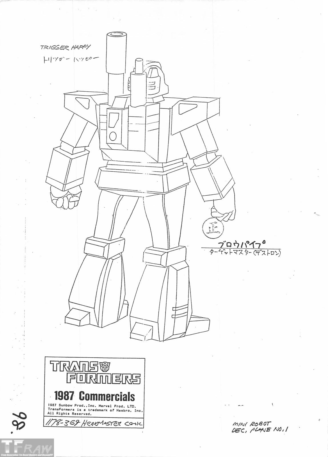 Transformers Headmasters Model Sheets