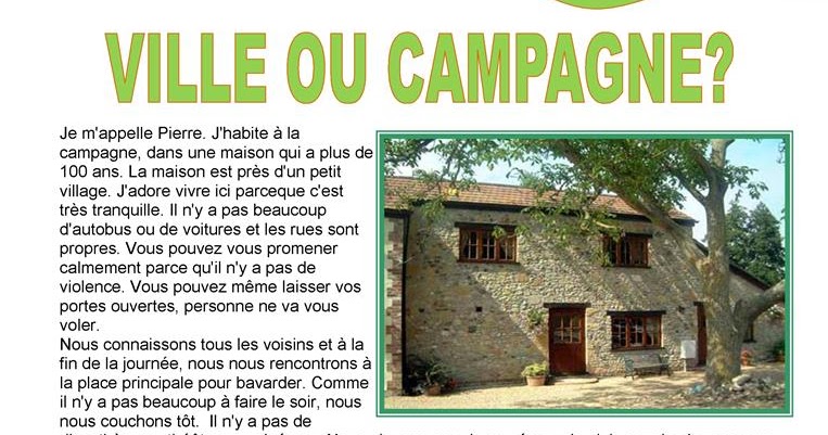 J'aime SEK: Texte 9ème La viile et la campagne