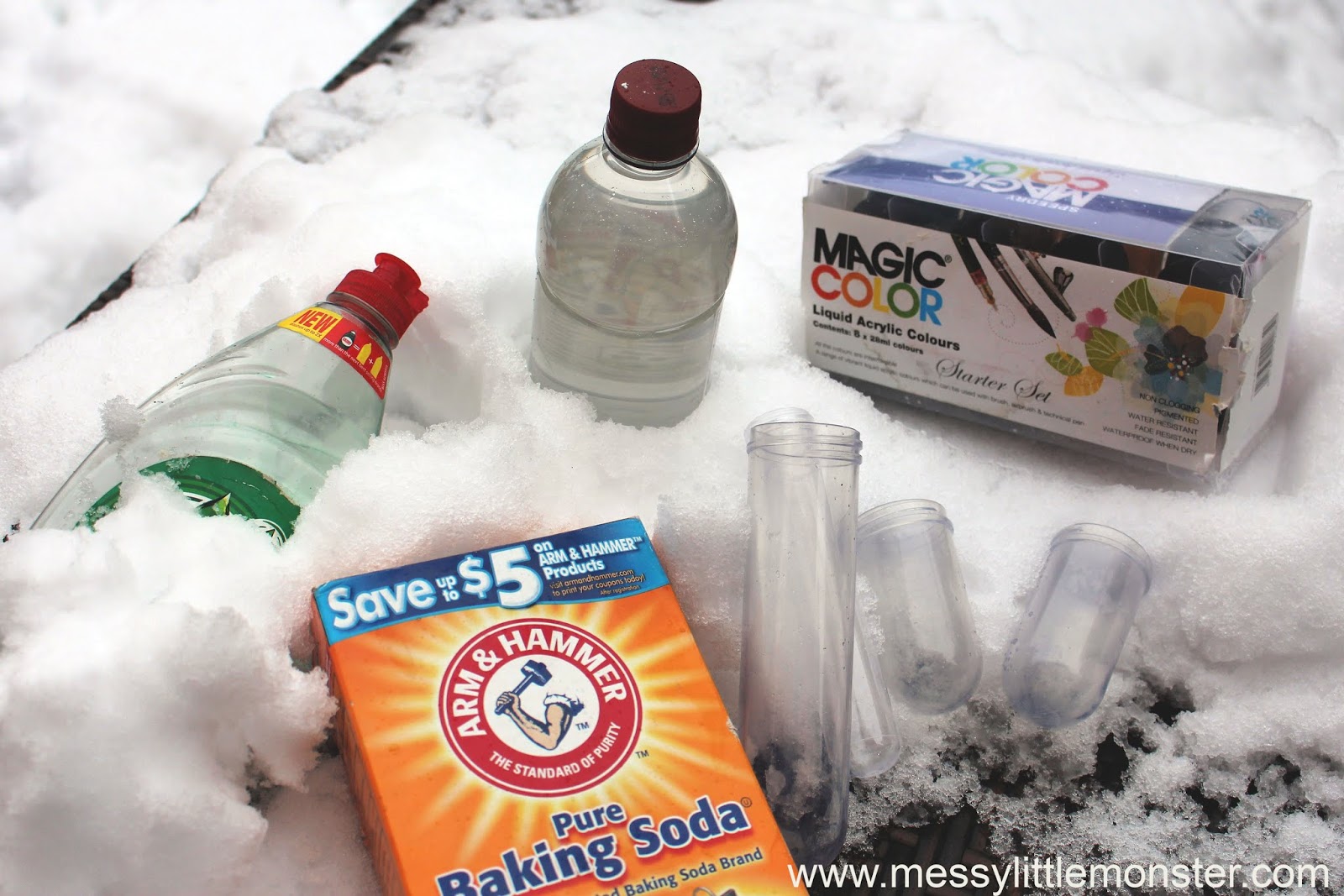 Snow Volcano Science Experiment - Messy Little Monster