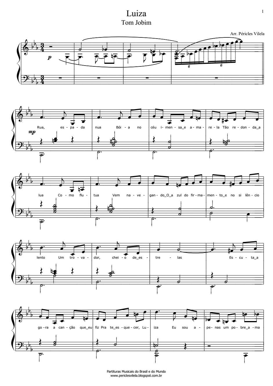 Partituras Musicais: Luiza - Tom Jobim - Piano - n.º 1650