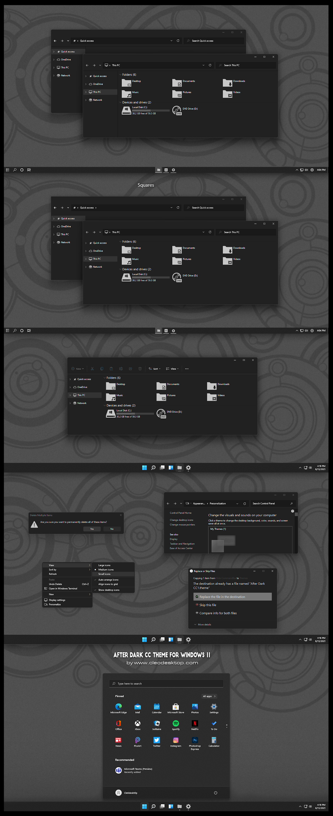 After Dark CC Round And Squares Theme For Windows 11 | lenxp