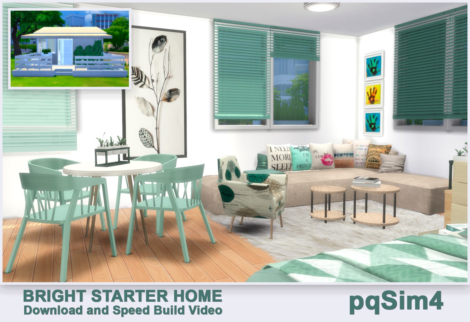Bright Starter Home. Sims 4 Download and Speed Build Video.