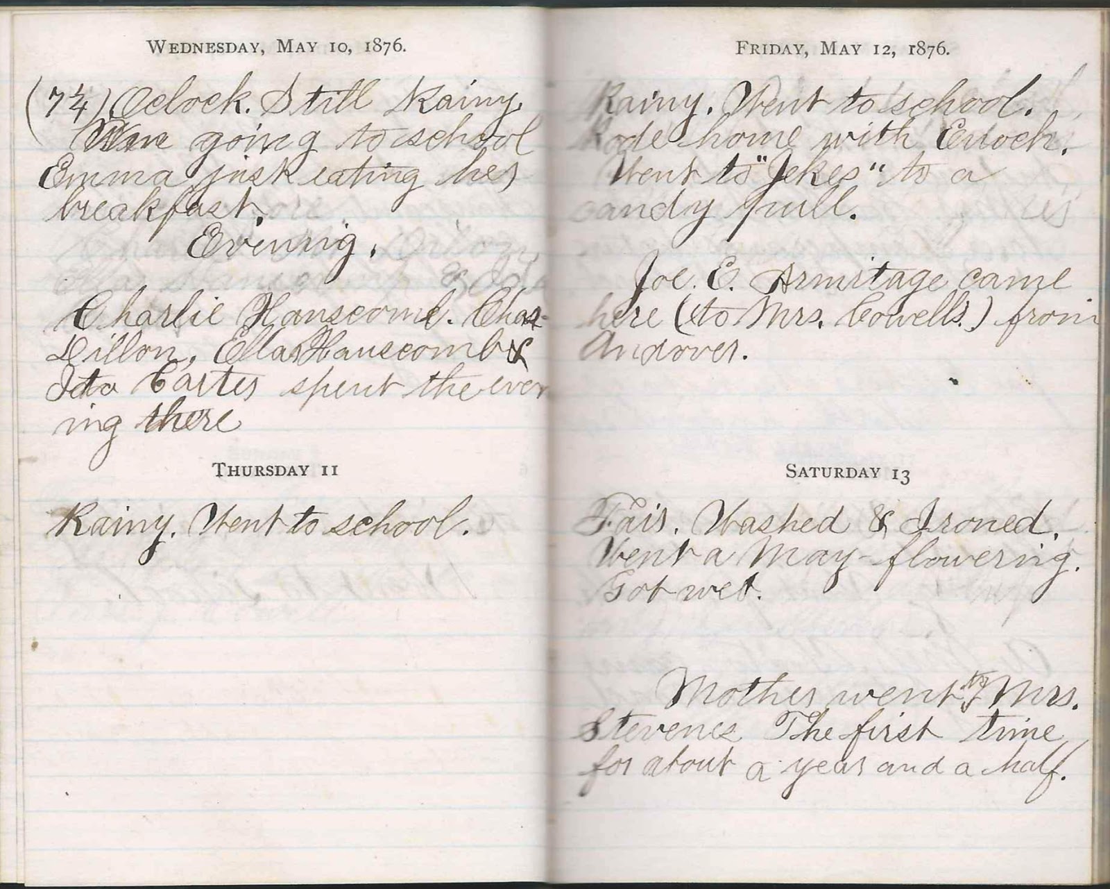 Heirlooms Reunited: May Entries in the 1876 Diary of Ida Isadore ...