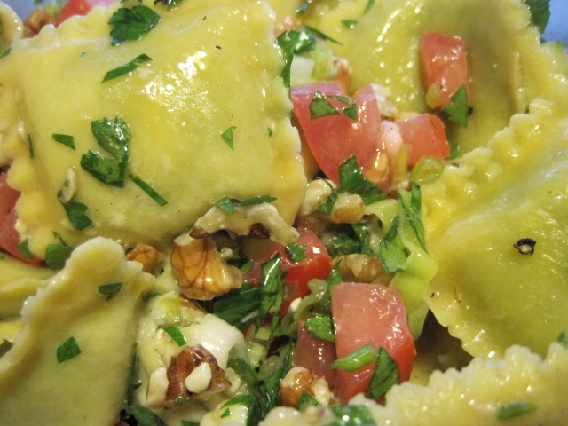 Ravioli with Tomato-Blue Cheese Sauce