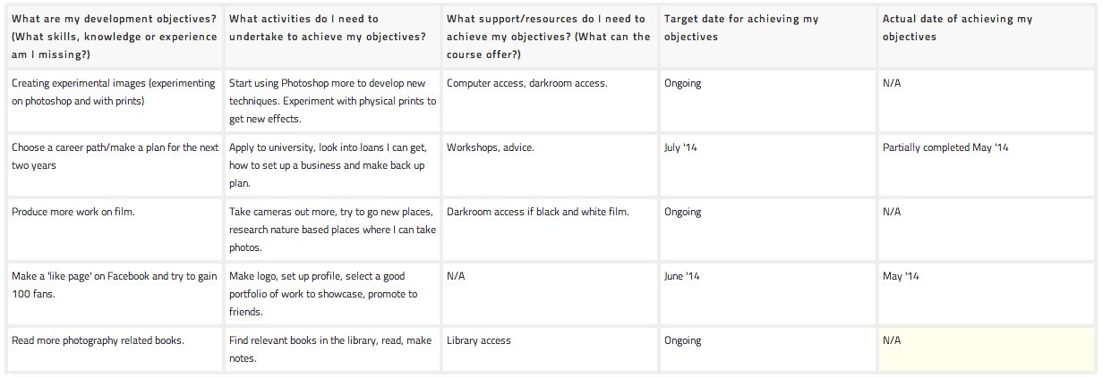 Professional Frameworks 3 - Personal Development Plan