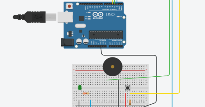 Practica #4 - Encender LED con pulsador y buzzer