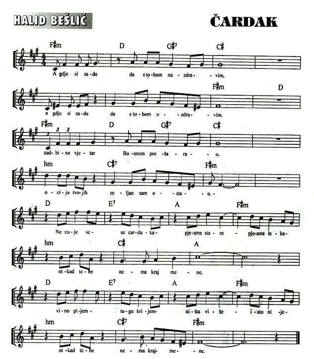 NOTE | DOMACE I STRANE: CARDAK HALID AKORDI NOTE