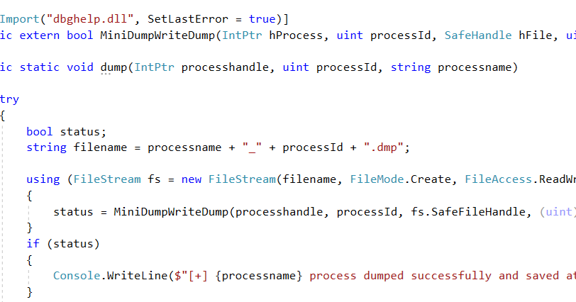 Dumping Process Memory with Custom C# Code