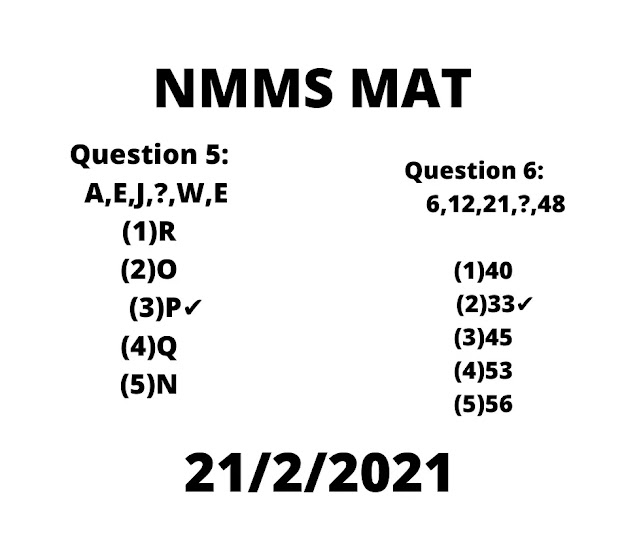 NMMS MAT 21February2021 Maths Questions NMMS MAT 21February2021 Maths Questions