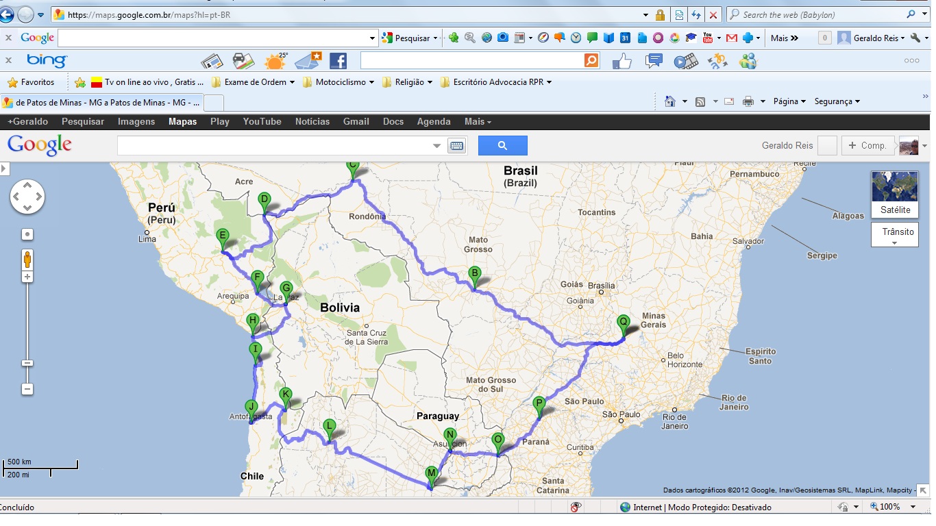Expeudição Macch Picchu - Cone Sul 2013.: 3 - Roteiro
