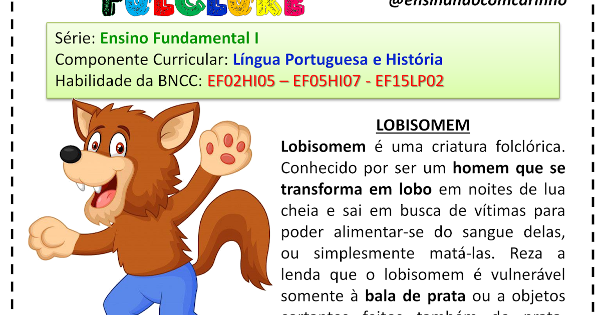 Atividade de interpretação da lenda do lobisomem de acordo com a BNCC