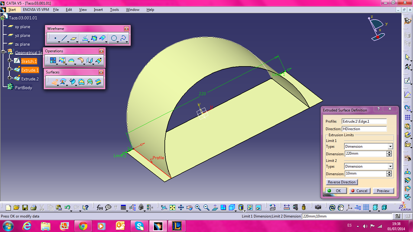 AprendiendoCatiaV5: Taco(Shape)