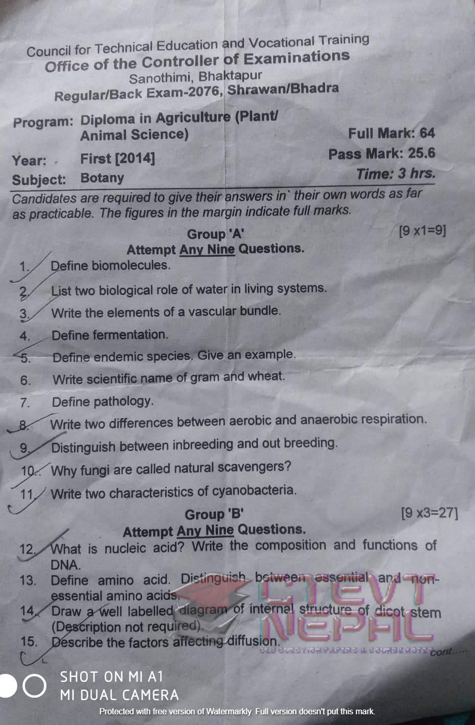 AG Botany 1st Year Question Papers CTEVT Diploma In Agriculture ag-botany-1st-year-question-papers-ctevt-diploma-in-agriculture
